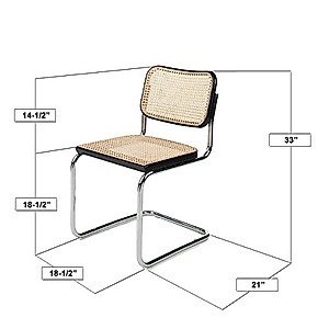 Marcel Breuer Cesca Cane Chrome Side Chair in Black