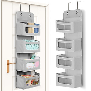 Utopia Home 4 Shelves Hanging Closet Organizers and Storage Organizer for Closet, RV Baby Kids Closet Door Organizers and Storage, Over The Door Organizer Nursery, Bedroom, Grey (Pack of 1)
