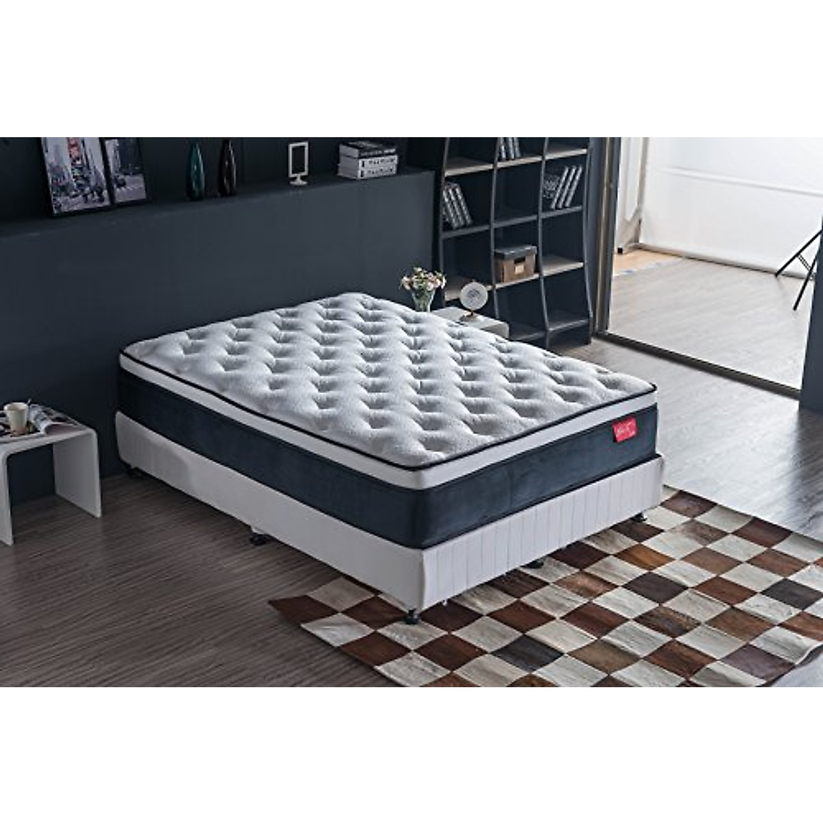 Jacia House King Mattress, 12 Inch Pillow-Top Pocket Spring Hybrid Mattress - Bed in a Bag - 100% Natural Latex Double Hybrid Firm Mattress King