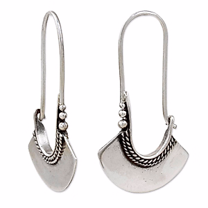 NOVICA Artisan Handcrafted Silver Hoop Earrings | Bell Design Hoop Earrings | .925 Sterling Silver Earrings | Silver Hoop Earrings Handmade | Hoop Earring Thailand | Bohemian Hollow Bell Themed