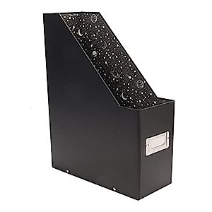 Snap-N-Store Storage Box - Pack of 2 Magazine File Boxes for Organizing, 12.25 x 3.88 x 9.75 Inch Storage Boxes w/Lids for Documents, Paper and Organizing, Back to School Supplies for Students, Black