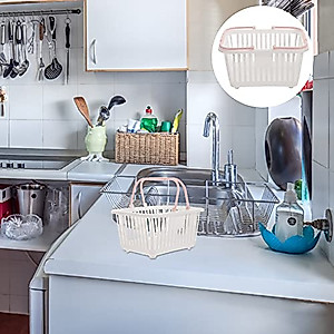 jojofuny 12pcs Desk Classroom for Organizer Handles Kids Plastic Snacks Sundries White Favors Party Desktop Office Pretend Baskets Small with Tote Compact Handle Grocery Portable