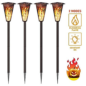 Solar Torch Lights Outdoor, 2 Lighting Modes with Dancing Flickering Flames, Waterproof IP65 Auto On/Off Flickering Solar Lights Outdoor, Solar Tiki Torches Decoration Lights for Path Yard Garden