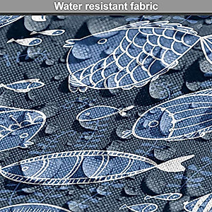 Ambesonne Ocean Fabric by The Yard, Sealife Marine Navy Image Tropic Fish Moss Leaves Art Print, Decorative Fabric for Upholstery and Home Accents, 1 Yard, Blue Indigo
