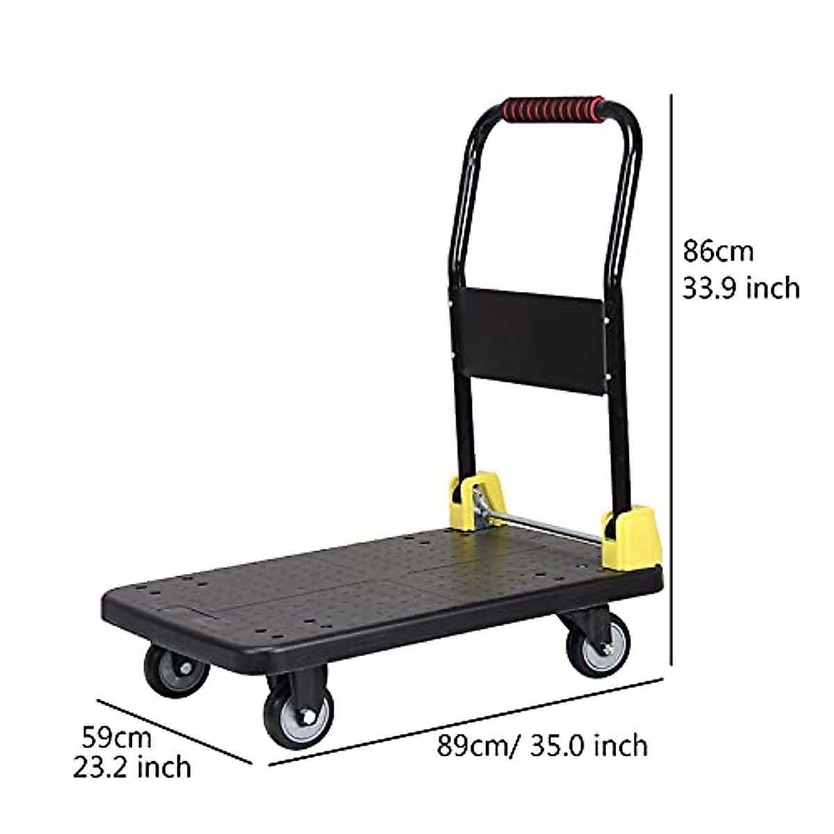 Generic Hand Truck Foldable Push Hand Cart for Loading and Storage Platform Truck Trolley with 360 Degree Swivel Wheels Large Loading Capacity Folding Cart (Color : Q 1), Black,blue,green