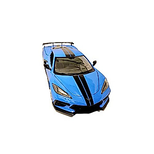 Maisto Diecast Cars 2020 Chevy Corvette Stingray C8 Coupe with High Wing Blue with Black Stripes 118 Diecast Model Car31455