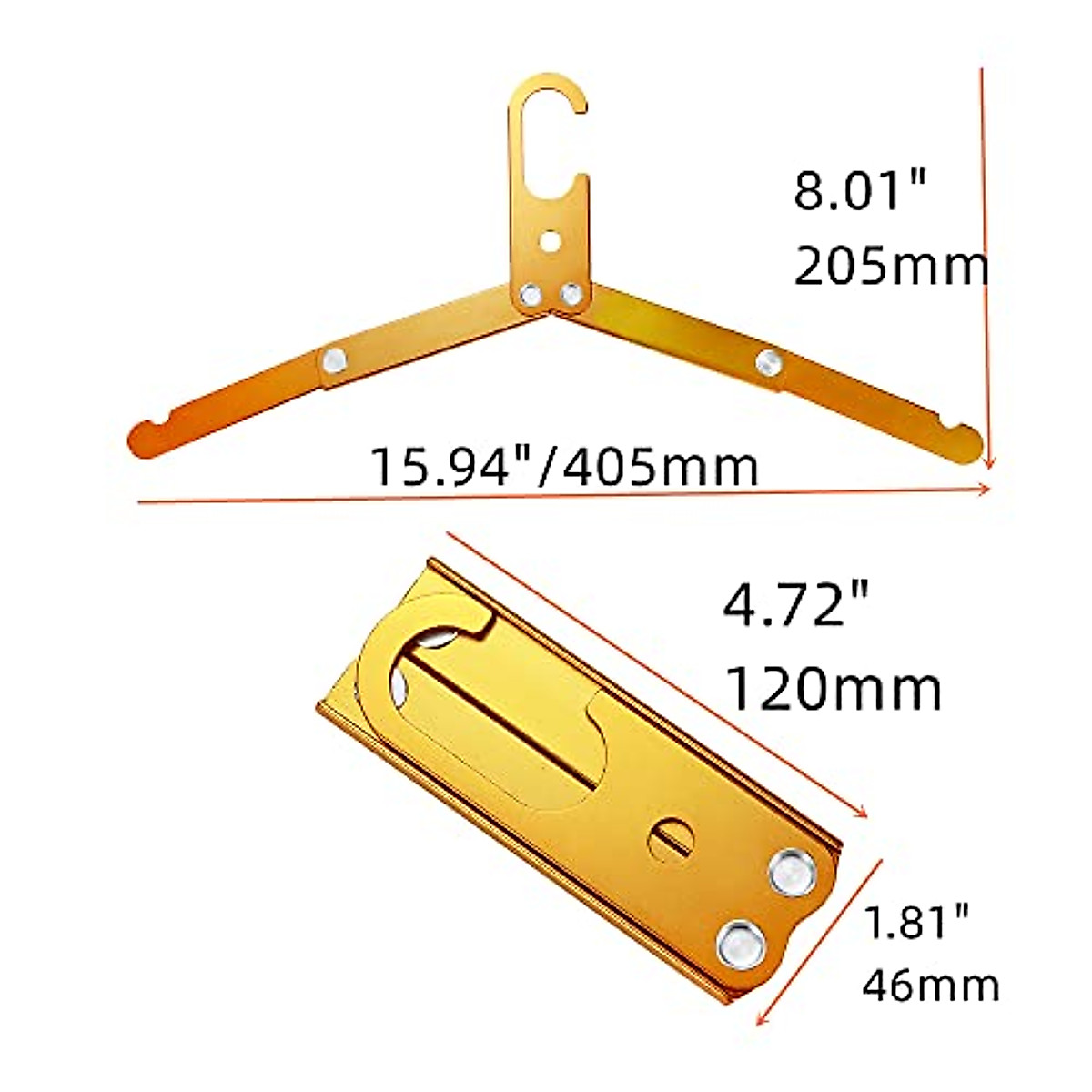 Tsnamay 2Pcs Orange Closet Clothes Hangers Folded Hangers Travel Hangers Metal Aluminum Hanger