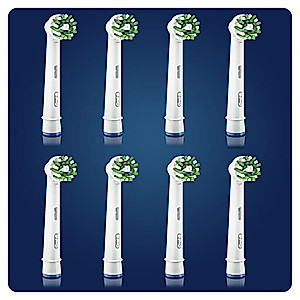 Oral-B Cross Action Electric Toothbrush Head with CleanMaximiser Technology, Angled Bristles for Deeper Plaque Removal, Pack of 8, Suitable for Mailbox, White