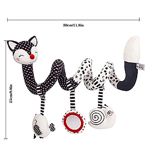 Ebrima Baby Pram Crib Activity Spiral Plush Toys & Stroller Toy & Car Seat Hanging Toys & Animal Education Plush Toys & 3 6 9 12 Months Baby Rattles