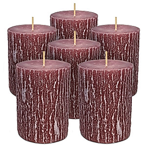 Hyoola Timberline Pillar Candles - 6 Pack - Rose Pink Pillar Candles - European Made Rustic Pillar Candle - 2.5 Inch x 3.5 Inch