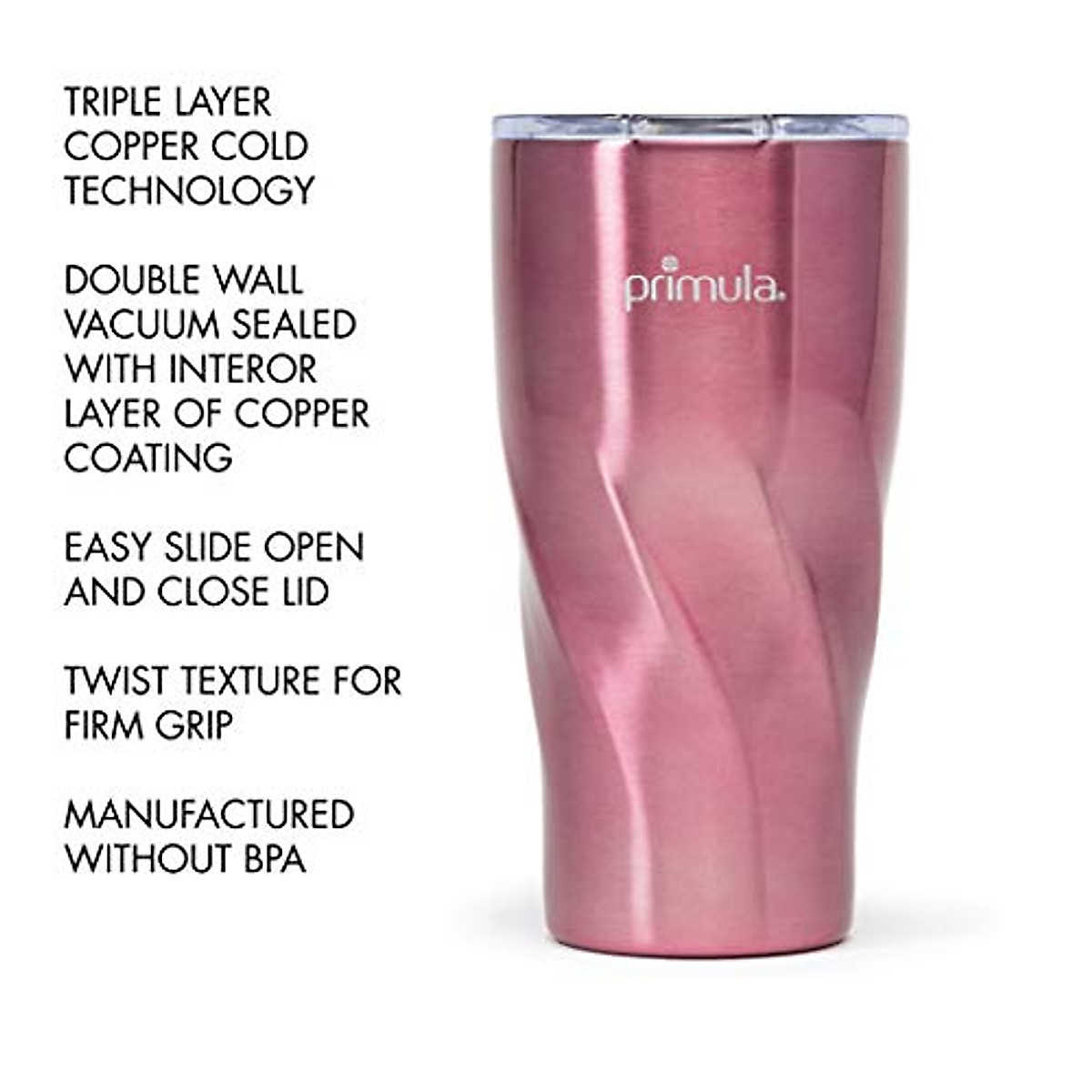 Primula Avalanche Double Wall Vacuum Sealed Travel Water Bottle 20 oz - Pink