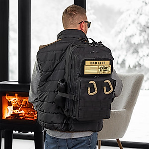 ActiveDoodie Dad Diaper Bag for Men with Removable Patches, Waterproof Tri-fold Changing Pad, Insulated Pouches, Molle Webbing, YKK Zippers, Black