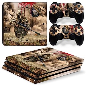 Compatible with PS4 Pro Skin for Console and Controllers by ZOOMHITSKINS, War Marine Soldier Gun Sniper Camouflage Submachine, Durable, Made in The USA