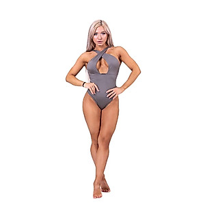 NEBBIA Sexy Monokini Swimsuit with Refined Neckline 675 (Medium, Metallic)