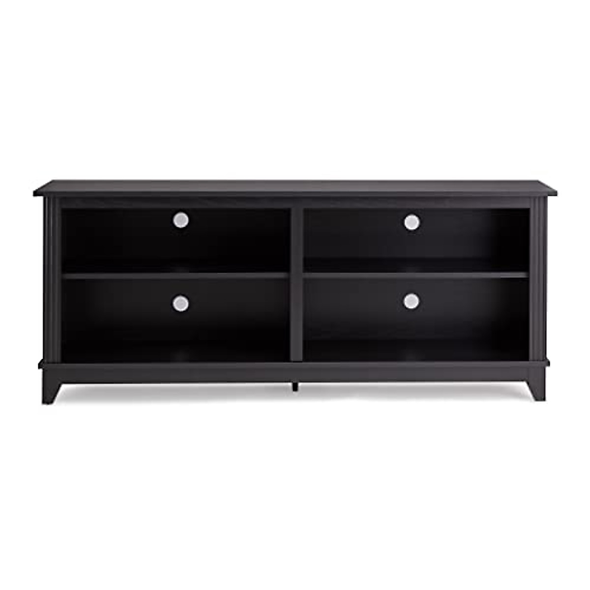 ROCKPOINT 58inch TV Stand Media Console for TV’s up to 65 Inches, Home Living Room Storage Console, Entertainment Center with 4 Open Storage Shelves, Modern TV Console Table (Black)