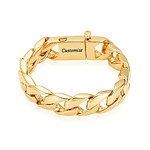 constantlife Cremation Bracelet for Ashes - Gold Color Stainless Steel Urns Bangle Keepsake Engravable Memorial Jewelry Gift (Customize)