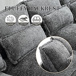 Eafurn Free Combination U Shaped Sectional Chaise Lounge,Velvet Upholstery Symmetrical Modular Solid Wood Legs,Convertible Sleeper Sofa & Couch Living Room Furniture Sets, Gray 110.63"