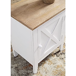 Signature Design by Ashley Gylesburg Farmhouse Accent Cabinet, End Table or Nightstand, 25" Tall, White