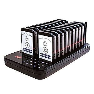 AGJ Restaurant Pager Wireless Calling System Waterproof 20 Beepers Guest Customer Queue Pagers for Food Court Food Truck Church Nursery Clinic Coffee Shop with Buzzer Vibration Flash
