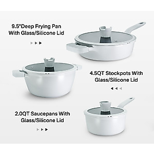 Innerwell Pots and Pans Set Nonstick - 6 Pcs Cookware Set with Detachable Handle, Nonstick Ceramic Coating Deep Frying Pan & Saucepan & Stockpot, Dishwasher & Oven Safe, Suitable for All Stovetops