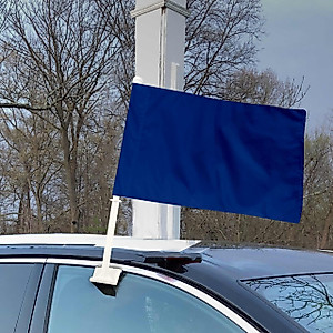 Solid Bue Car Window Clip Flag Fade Resistant Vehicle for Patriotic, Sports Events, Parades - Premium - Double Side Printing (Pack of 100)