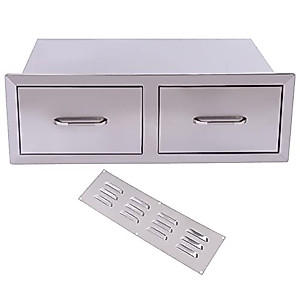 NICE CHOOSE Outdoor Kitchen Drawer 30''W x20''D x10''H Stainless Steel Horizontal Double BBQ Drawers with Handle for Outdoor Kitchen Grilling Station or Commercial BBQ Island