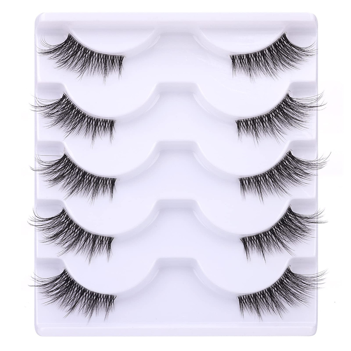 Half Lashes Lashes Natural Look Wispy 3/4 False Eyelashes Fluffy Clear Band False Cat Eye Lashes that Look Like Extensions Soft Handmade Reusable Lashes Pack