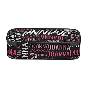 Custom Pencil Case with Name, Personalized Stationery Organizer Pencil Pouch Add Your Own Name, Customized Zipper Pencil Box Gifts for Teen Boys Girls Students School (Black Pink)