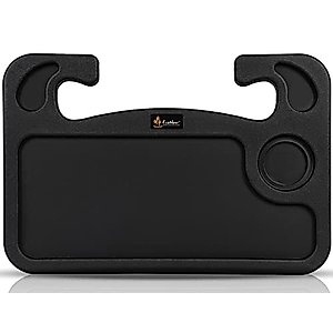 EcoNour 2 in 1 Car Steering Wheel Desk | Steering Wheel Tray for Laptop Car Mount with Pen Holder | Car Food Tray for Eating with Drinks Holder | Multipurpose Travel Car Accessories