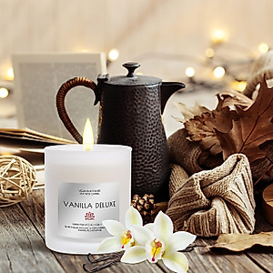 Highly Scented Candle Sweet Vanilla Scent | Clean Burn UP to 80 Hours Organic Soy Wax in Big White Glass Jar 10 oz | Hand-Poured in The USA | Gift for Women, Men