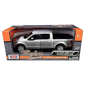 2019 Ford F-150 Limited Crew Cab Pickup Truck Metallic Silver 1/24-1/27 Diecast Model Car by Motormax 79364