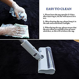 TENNOLA Soft Faux Rabbit Fur Rug 4 x 6 Feet Machine Washable Area Rugs for Living Room Black Fluffy Rugs for Bedroom Fuzzy Rug Non-Slip Carpet for Nursery Kids Teen Girls Room Home Decor