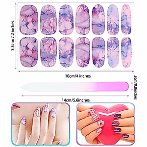 336 Pieces 24 Sheets Full Wrap Nail Polish Stickers Nail Strips Self-Adhesive Gel Nail Strips Art Decals with Nail File for Home Women Girls DIY Nail Decorations (Cool Style)