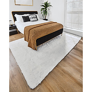 Ophanie 5 x 8 Rugs for Living Room,White,Large Fluffy Fuzzy Plush Shag Shag Comfy Soft，Non-Slip Indoor Floor Carpet,for Kids Boys Girls Dorm，Room,Bedroom,Playroom，Home Decor Aesthetic