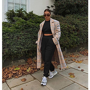 Mizoci Women's 2 Piece Outfits Lounge Jogger sets Long Sleeve Crop Top Pant Sweat Suit Tracksuit,Medium,Black