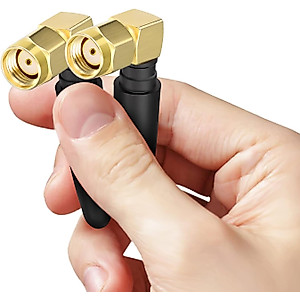 Eightwood Compact WiFi Antenna 2.4GHz 5GHz Dual Band RP-SMA Bluetooth Antennae Right Angle (2-Pack) for PC Computer Network Card Wireless Router Security Camera