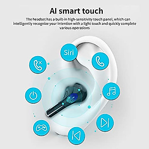 Tikgram Bluetooth 5.1 earplug True Wireless Headset 3D Surround Sound Effect Intelligent Touch Automatic Pairing ipx5 Waterproof Built-in Sports Microphone Suitable for Work/Travel/Fitness