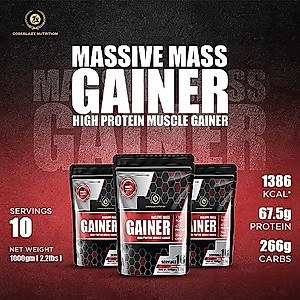 Massive Mass Gainer - 1.9 LBS - (1kg) - Chocolate Flavor - Solid (Muscle & Mass GAIN) (Pack of 1)