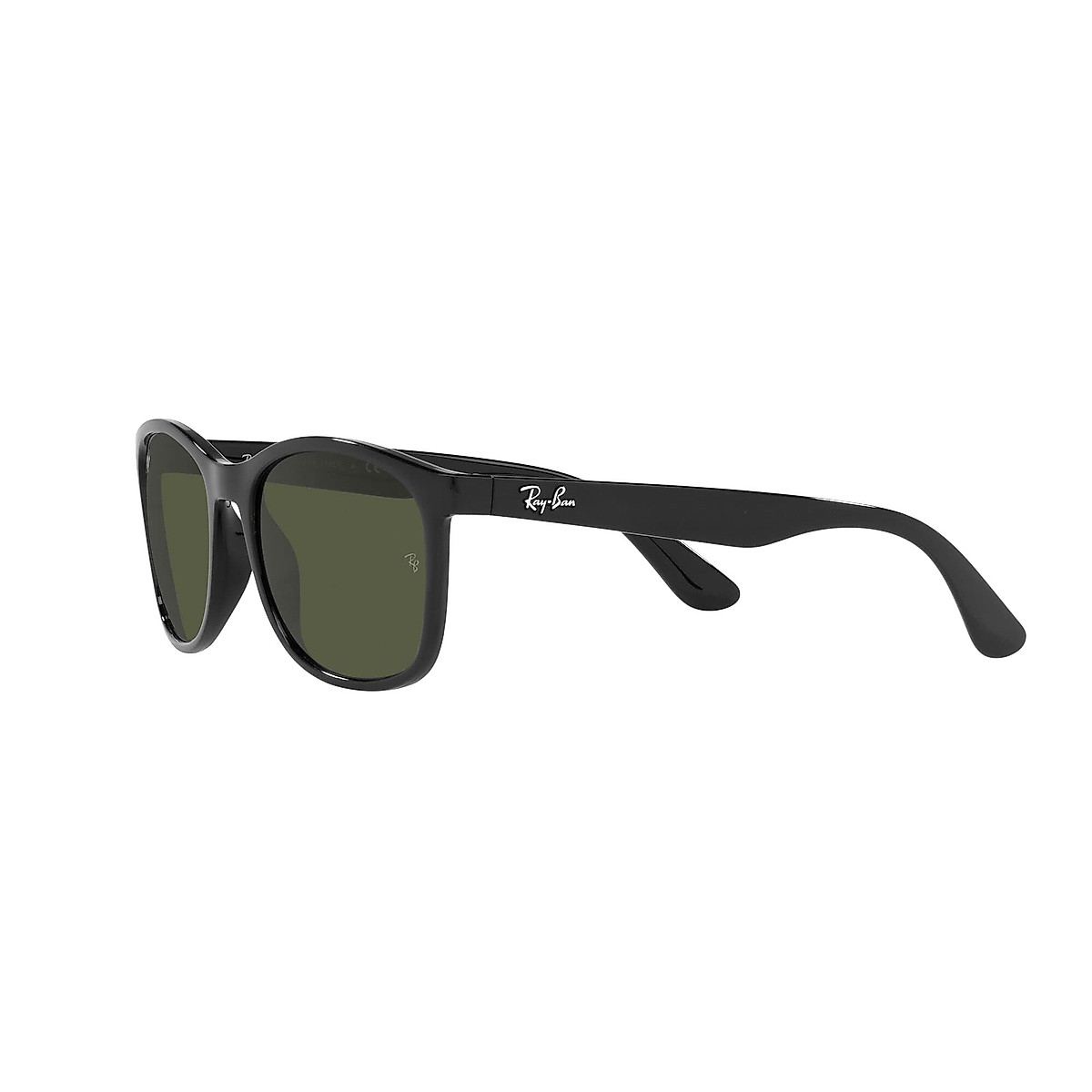 Ray-Ban RB4374F Low Bridge Fit Square Sunglasses, Black/Green, 58 mm