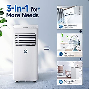 Portable Air Conditioners, 10000 BTU Portable AC for Room up to 450 Sq. Ft., 3-in-1 AC Unit, Dehumidifier & Fan with Digital Display, Remote Control, Window Installation Kit, 24H Timer, Sleep Mode