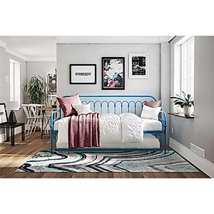 Novogratz Bright Pop Metal Daybed with Roll Out Trundle - Chic, Stylish, Space-Saving Design - Includes Sturdy Steel Slats