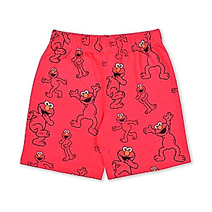 Sesame Street Elmo and Cookie Monster Boys 2 Piece T-Shirt and Short Set for Infant and Toddler- Red/Blue
