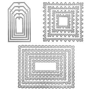 3 Sets Cuttting Dies for Card Making, FineGood Geometry Metal DIY Cutting Die Frames Die-cuts Stencils for Scrapbooking Album Decoration