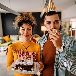 Welcome Home Cake Topper, Home Sweet Home, Welcome Back, Family Housewarming/Retirement/New Baby Party Decorations Supplies, Rose Gold Glitter