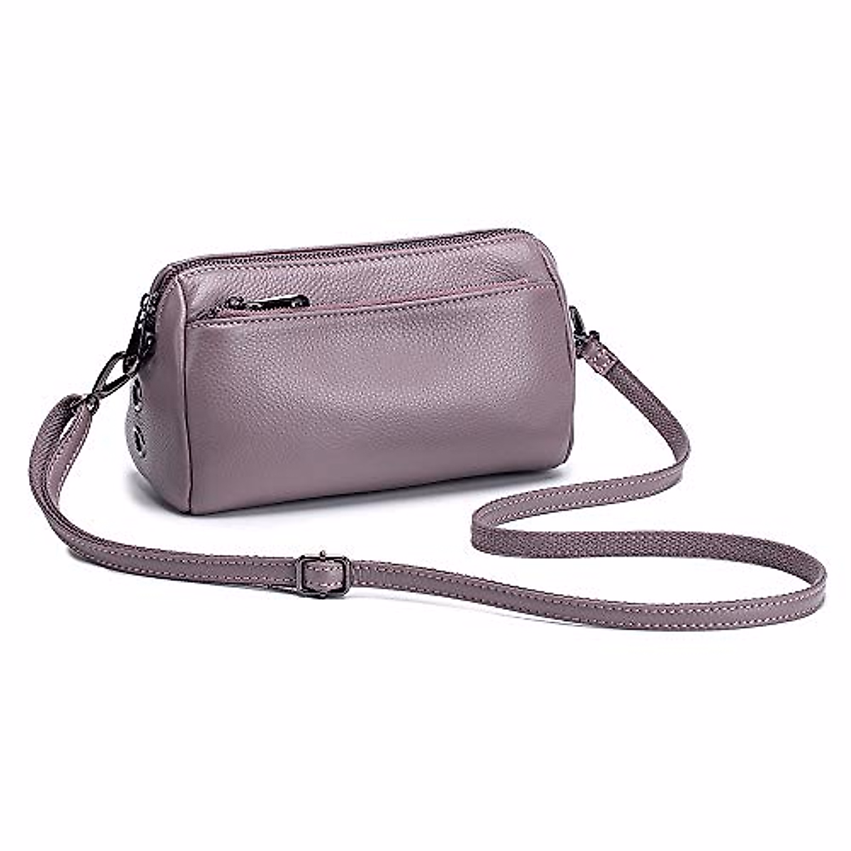 Lecxci Womens Small Leather Crossbody Bag, Zipper Clutch Phone Wallet Purse for Women (Y Light Purple -1)