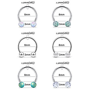 Vsnnsns 16G Surgical Steel Horseshoe Nose Septum Rings Piercing Jewelry Cartilage Helix Tragus Earring Studs Hoop Lip Horseshoe Ring Piercing Jewelry Retainer for Women Men 8mm