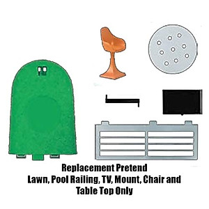 Replacement Parts for Barbie Dreamhouse Playset - FHY73 ~ Replacement Lawn, Pool Railing, TV, Mount, Chair and Table Top