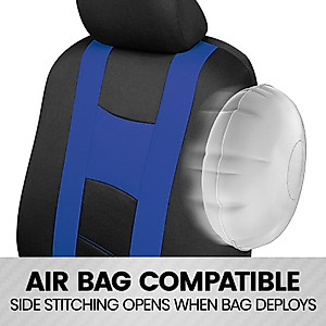 BDK carXS Seat Covers for Cars, Blue Two-Tone with Matching Back Seat Cover, Made to Fit Most Auto Truck Van SUV, Interior Car Accessories, Full Set