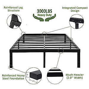 45MinST 18 Inch Platform Bed Frame/Easy Assembly Mattress Foundation / 3000lbs Heavy Duty Steel Slat/Noise Free/No Box Spring Needed,King