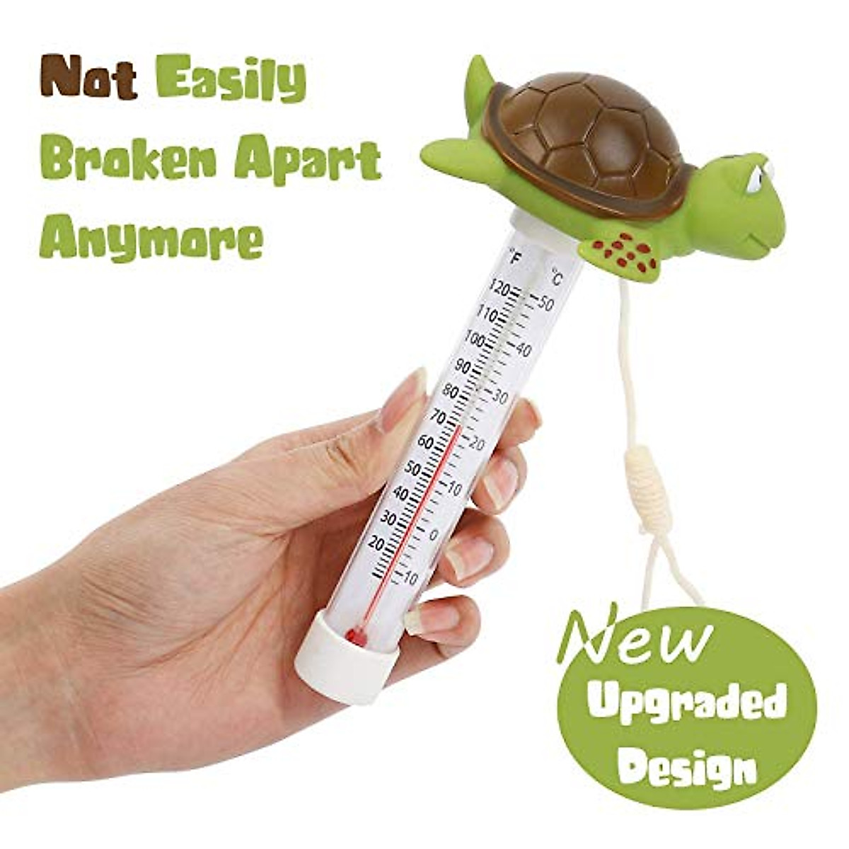 XY-WQ Floating Pool Thermometer, Large Size Easy Read for Water Temperature with String for Outdoor and Indoor Swimming Pools and Spas (Turtle)